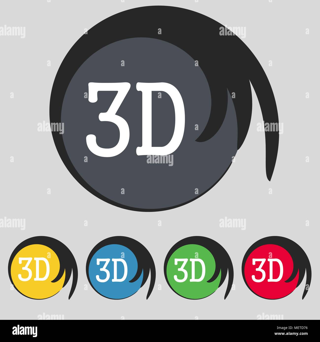 3D sign icon. 3D New technology symbol. Set of colour buttons. Vector ...