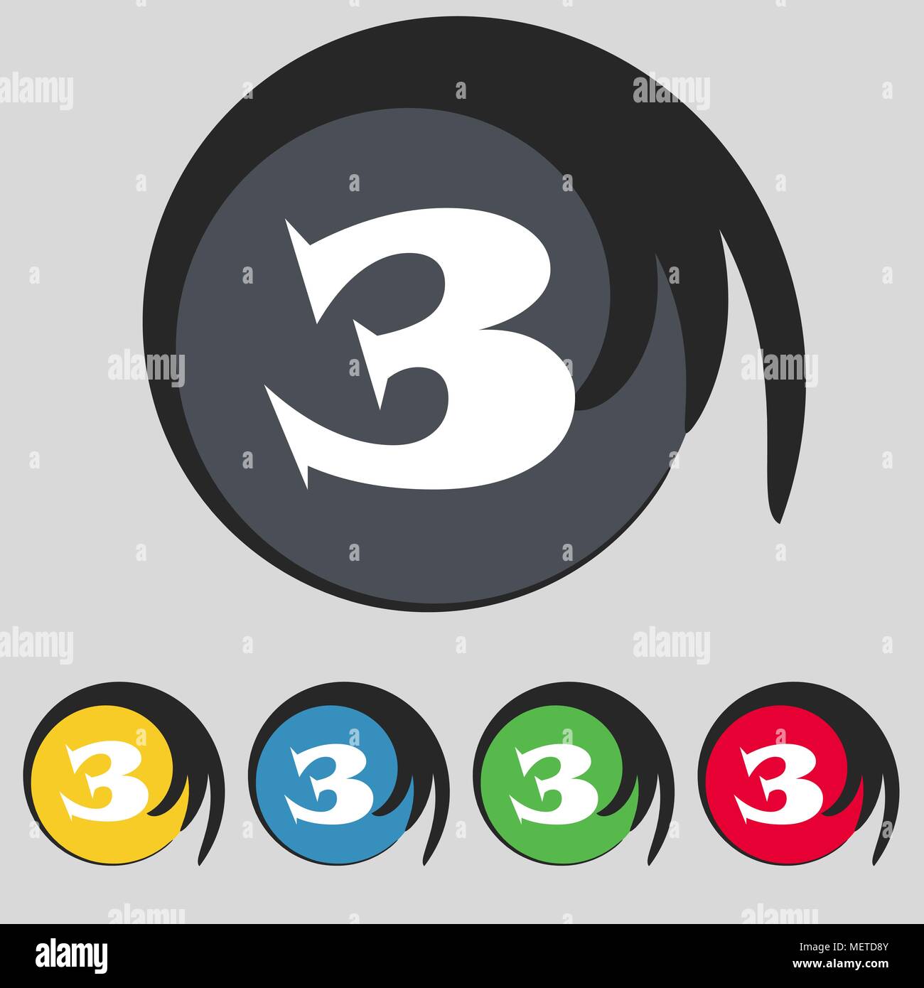 Third place award sign. Winner symbol. Step three. Set of coloured ...