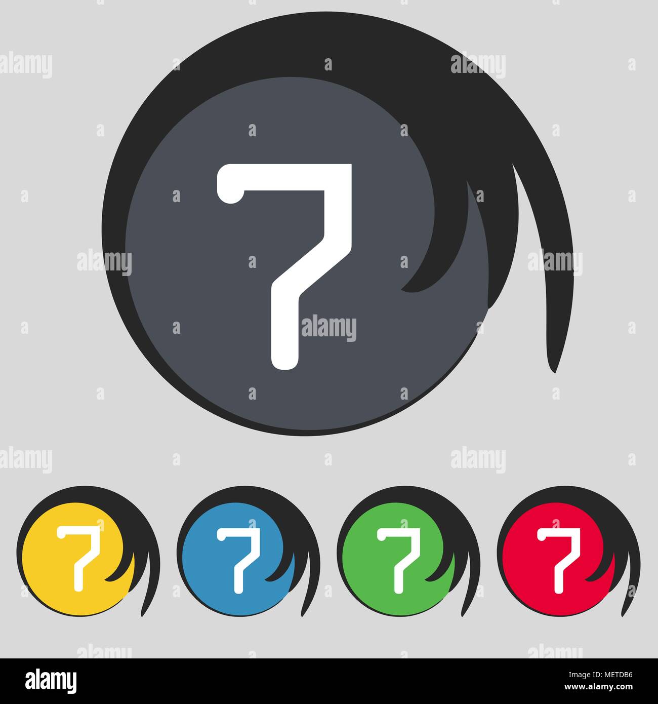 number seven icon sign. Set of coloured buttons. Vector illustration ...