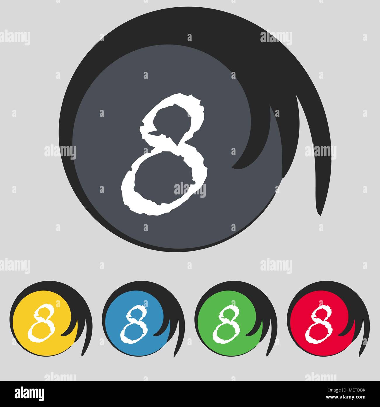 number Eight icon sign. Set of coloured buttons. Vector illustration ...