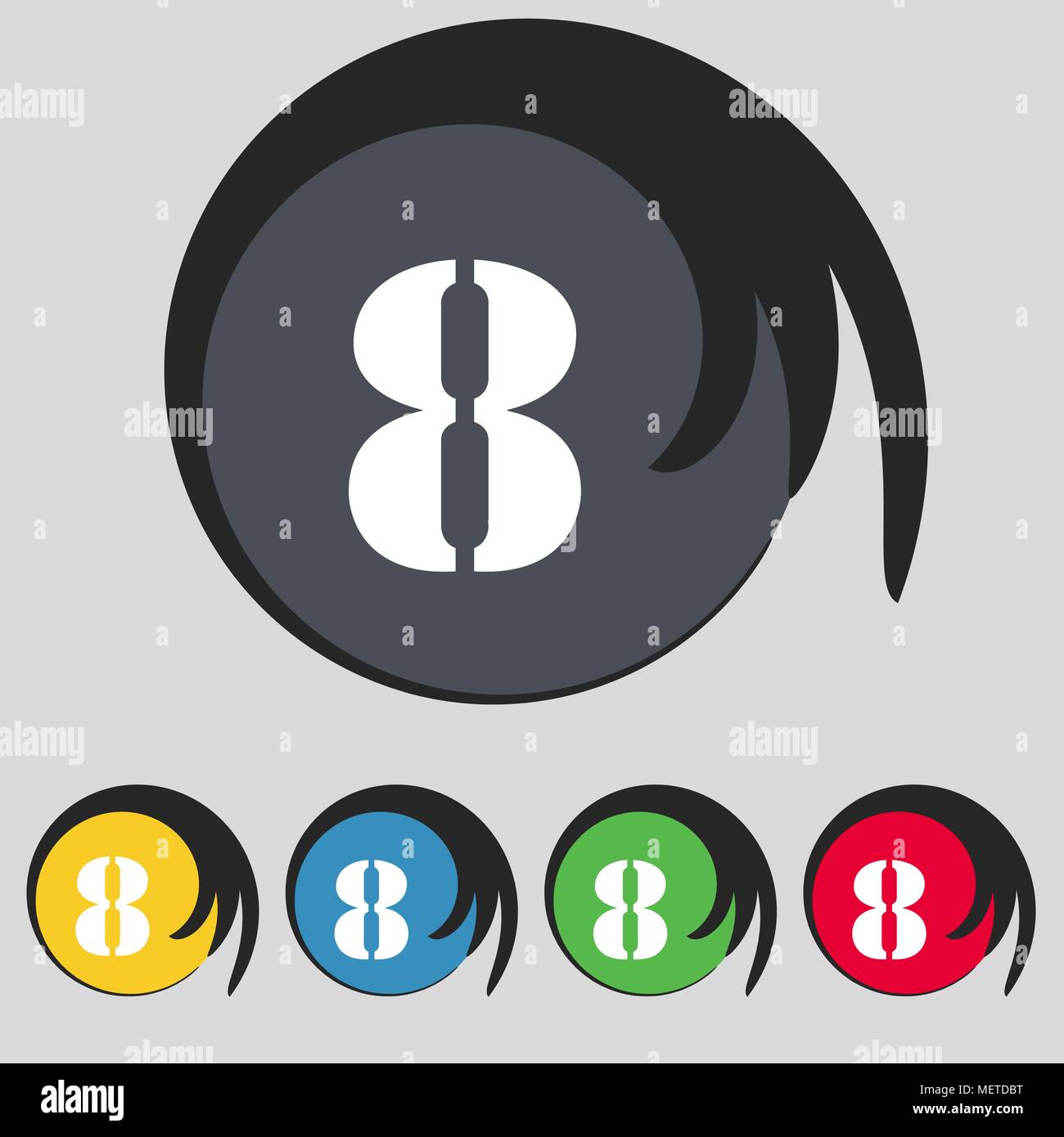 number Eight icon sign. Set of coloured buttons. Vector illustration ...