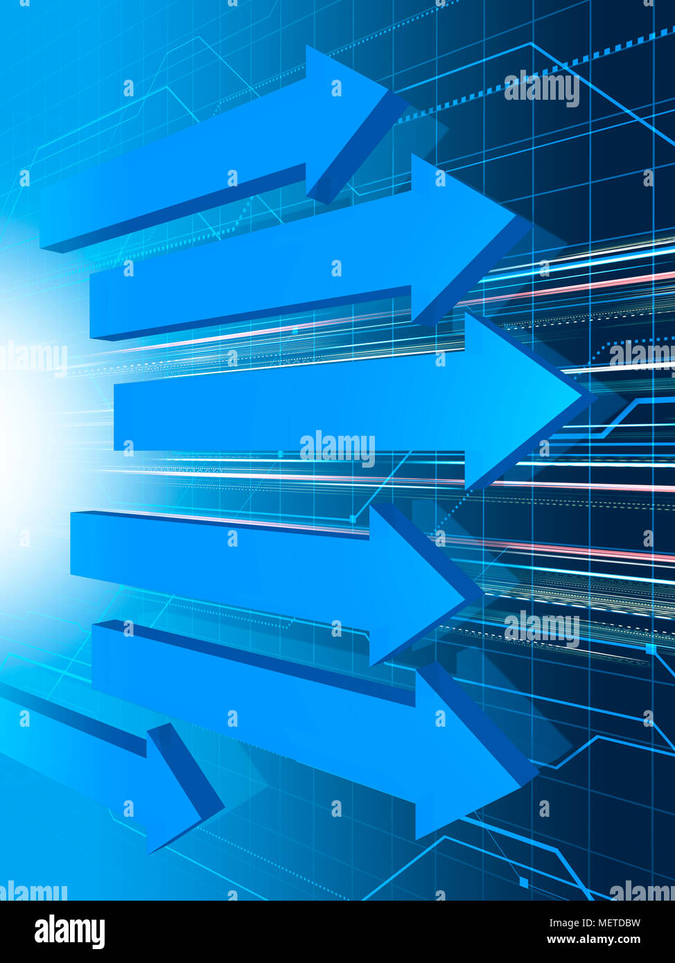 Moving Arrows Against Circuits Stock Photo - Alamy