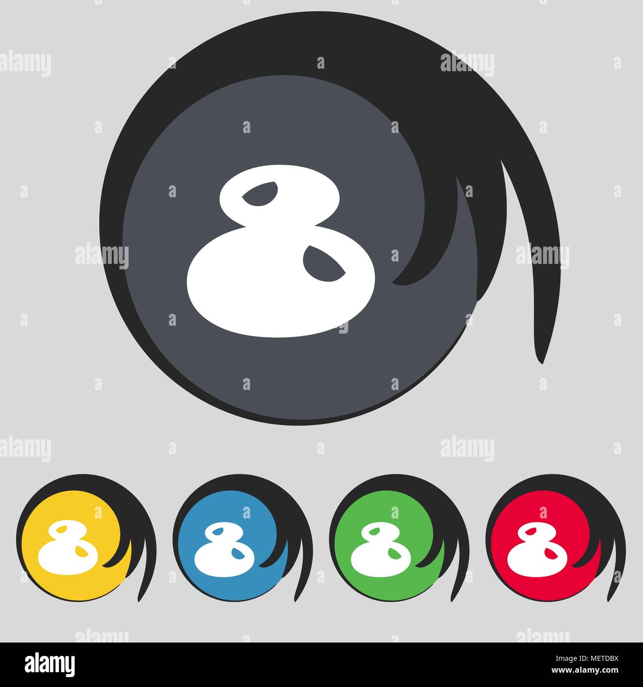 number Eight icon sign. Set of coloured buttons. Vector illustration ...
