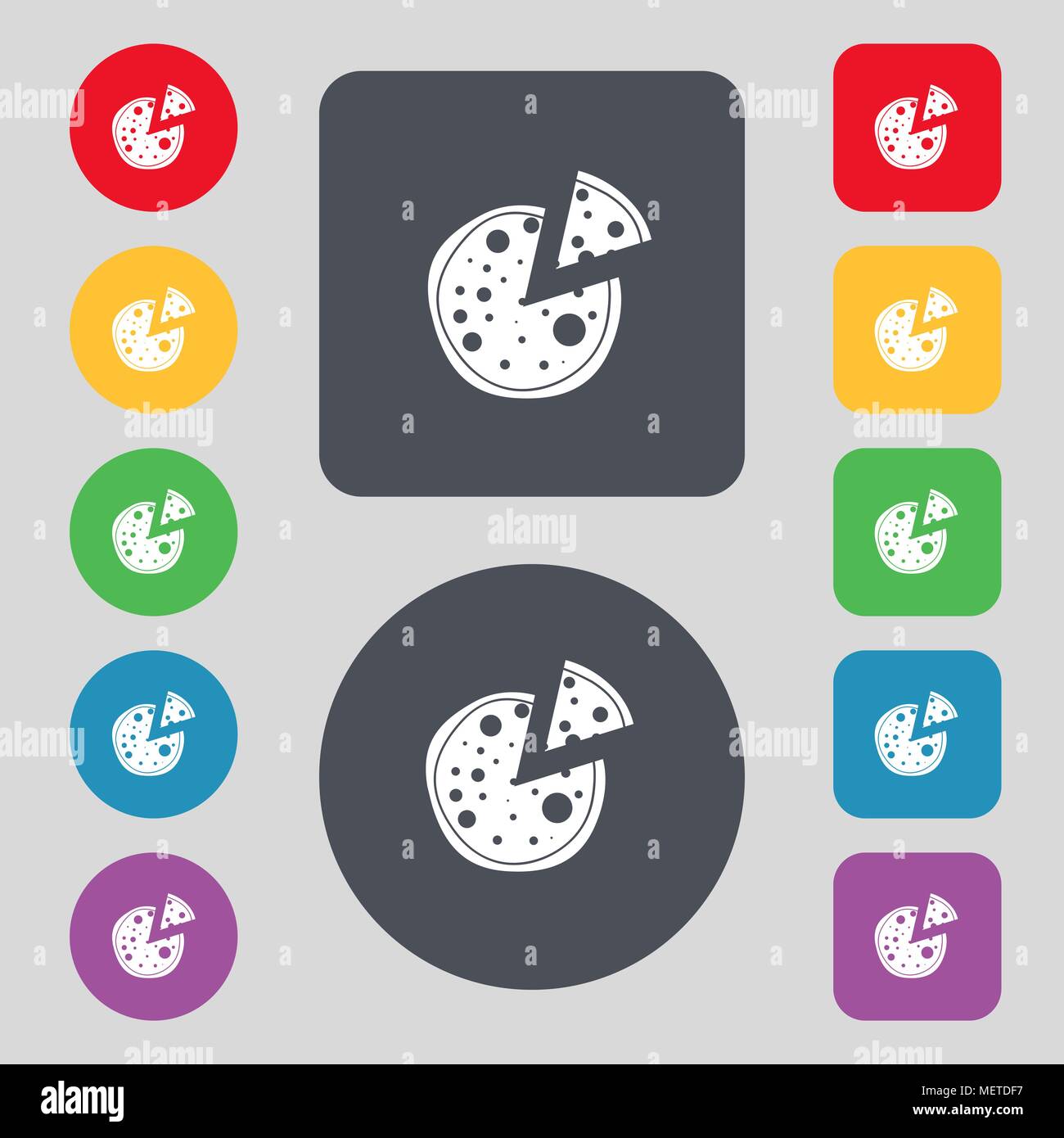 Pizza Icon. Set colourful buttons sign. Vector illustration Stock ...