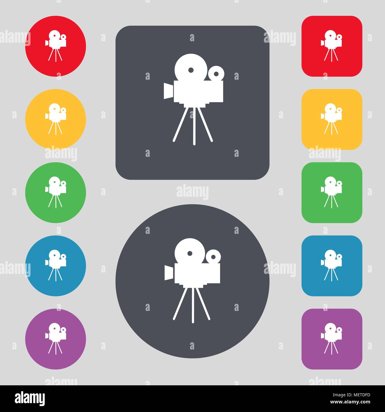 Video camera sign icon.content button. Set colourful buttons. Vector ...