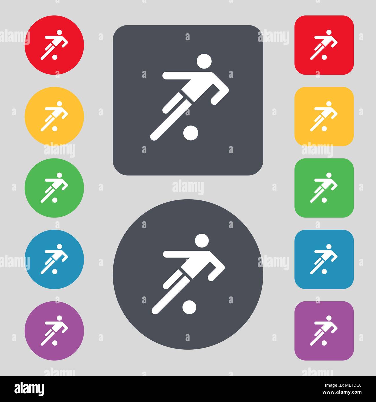 football player icon. Flat modern Set colourful web buttons. Vector ...