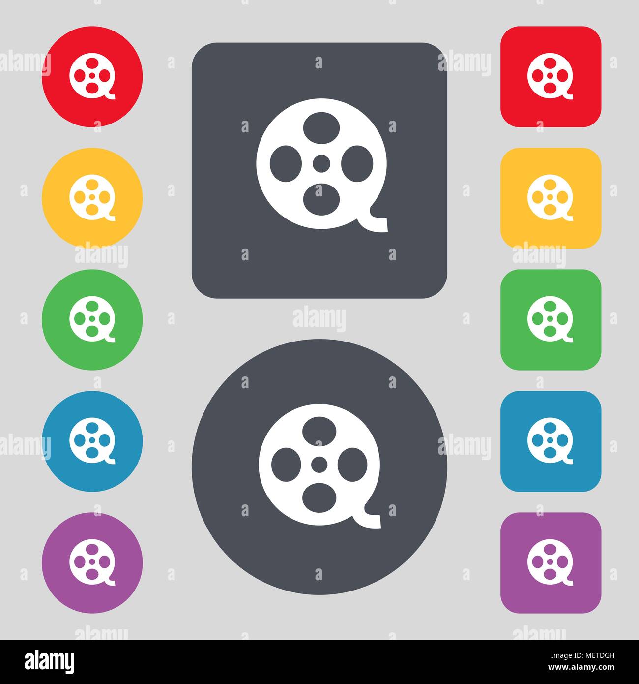 Video sign icon. Video frame symbol. Set colourful buttons. Vector ...