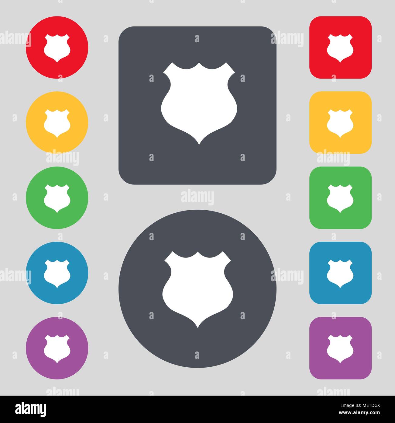 Shield sign icon. Protection symbol. Set colourful buttons. Vector ...