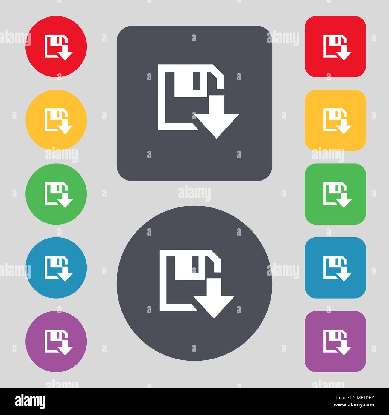 floppy icon. Flat modern design Set colour buttons. Vector illustration ...