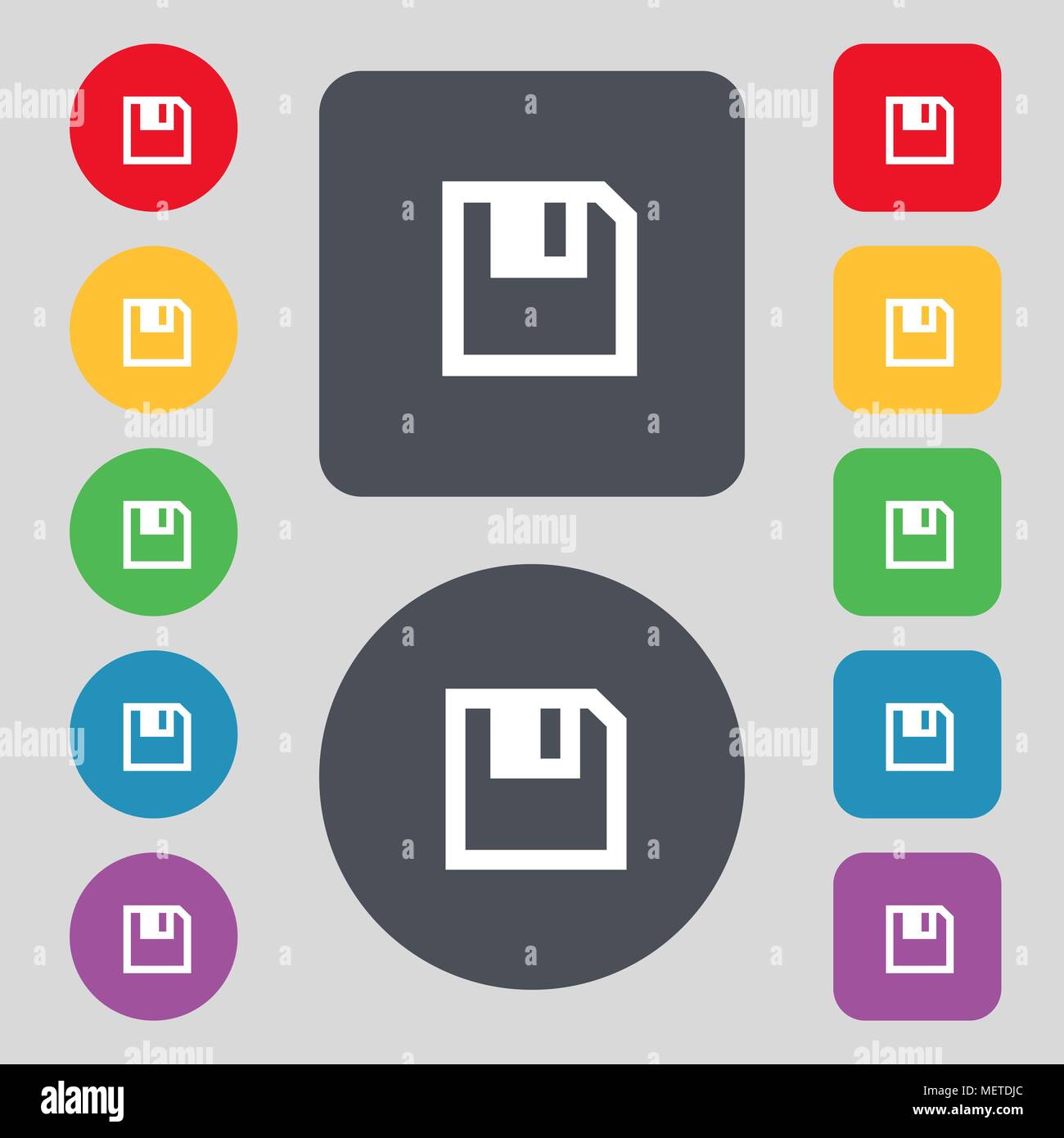 floppy icon. Flat modern design Set colour buttons. Vector illustration ...