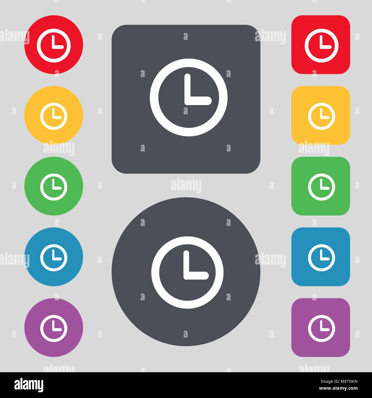 Clock sign icon. Mechanical clock symbol. Set colourful buttons. Vector ...