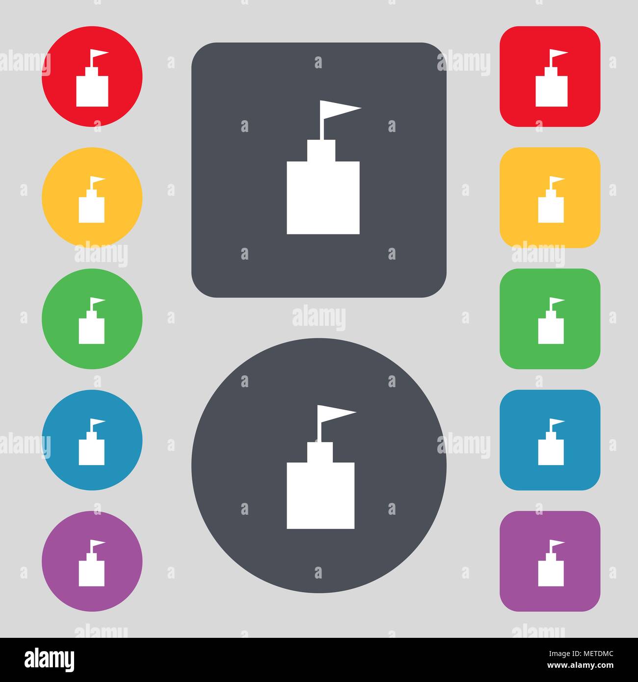 tower icon. Set Flat modern web colour button.Vector illustration Stock ...