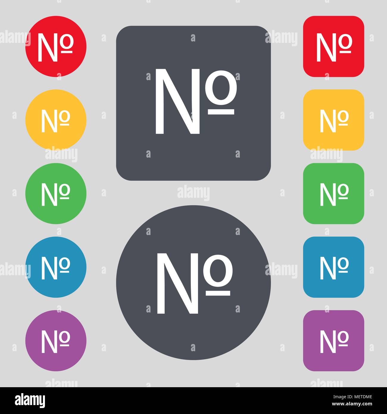 number icon.Set Flat modern web colour button. Vector illustration ...