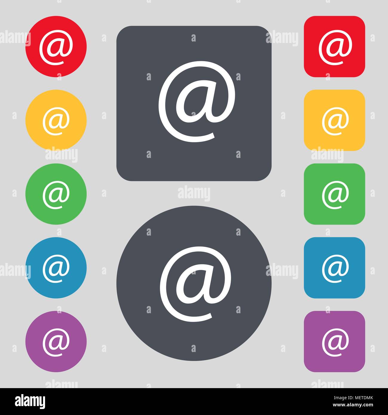 commercial at. Set Flat modern web colour button Vector illustration ...