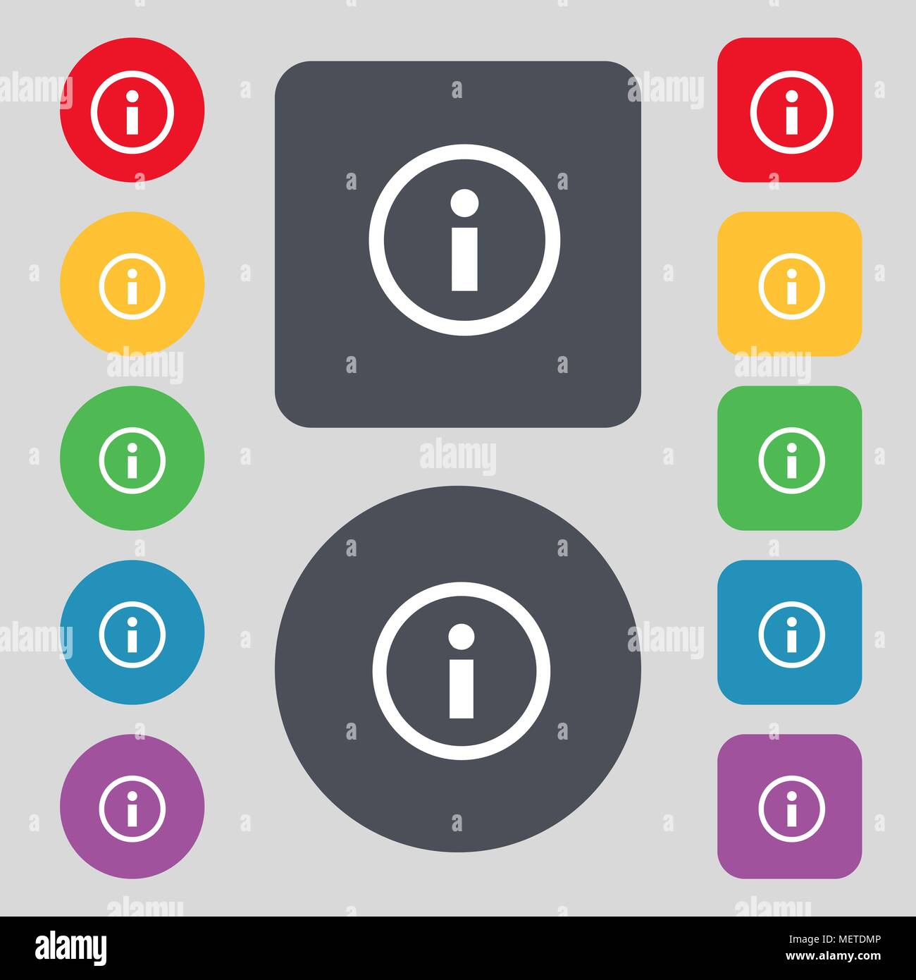 Information sign icon. Info speech bubble symbol. Set colour buttons ...