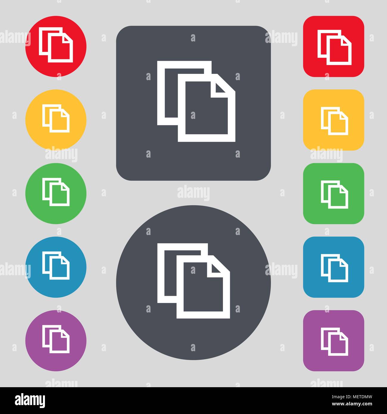 Edit document sign icon. content button. Set colourful buttons Modern ...