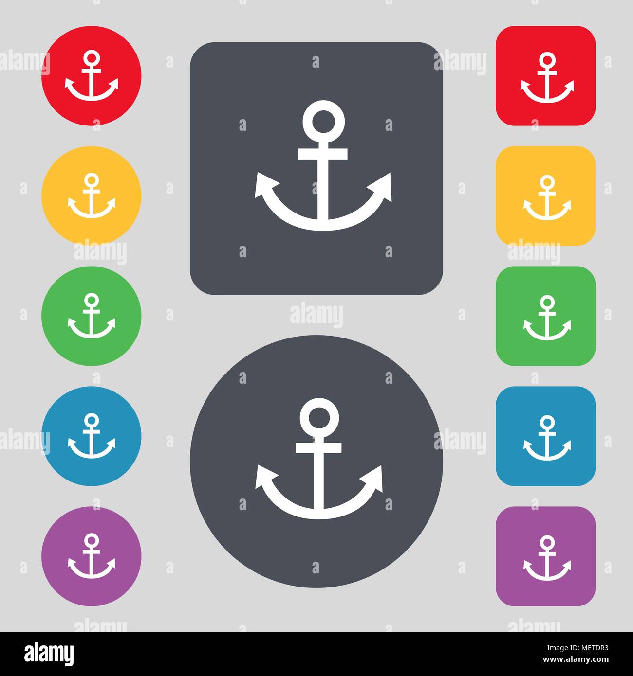 Anchor icon. Set colourful buttons sign. Vector illustration Stock ...
