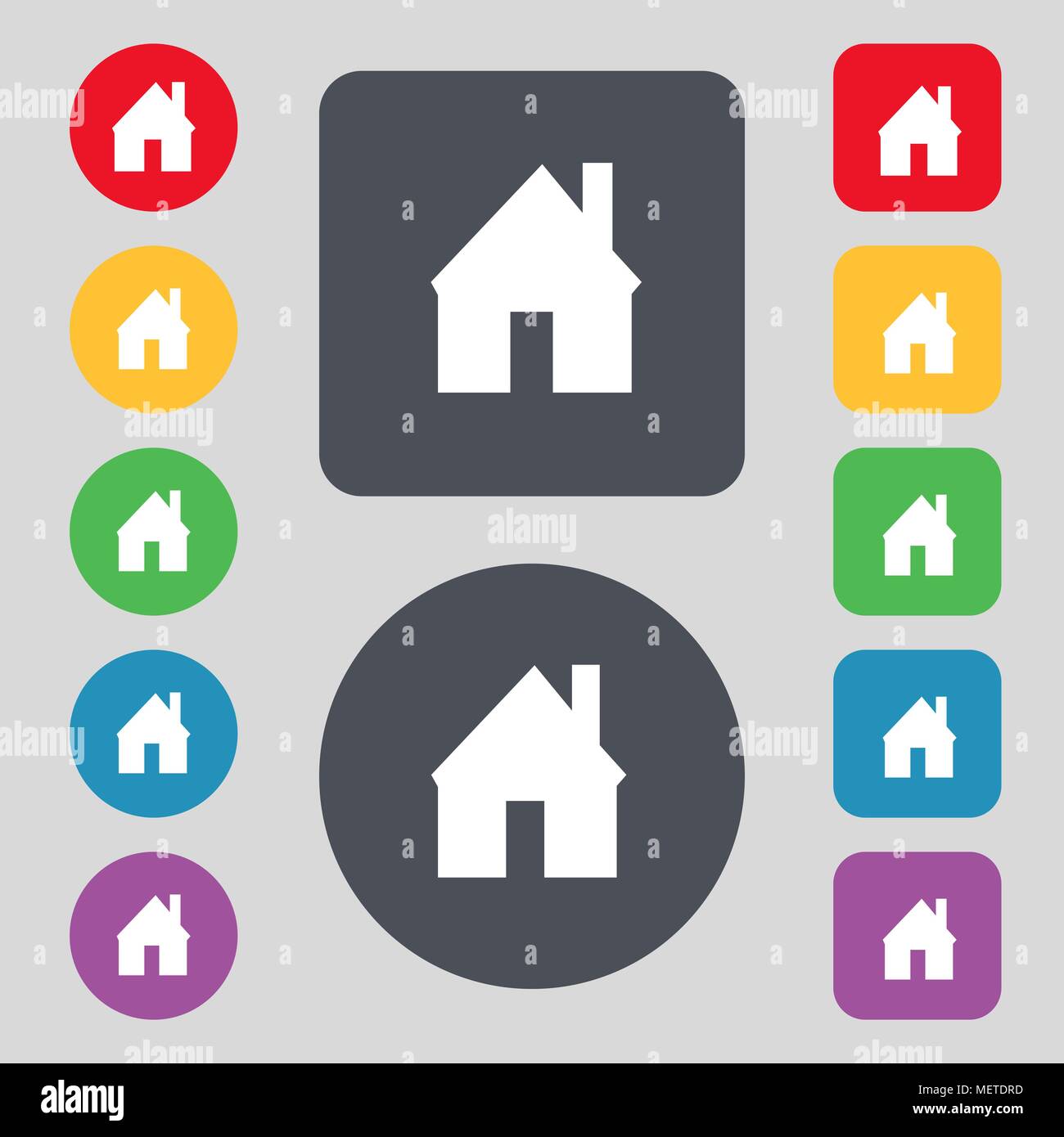 Home sign icon. Main page button. Navigation symbol. Set colourful ...
