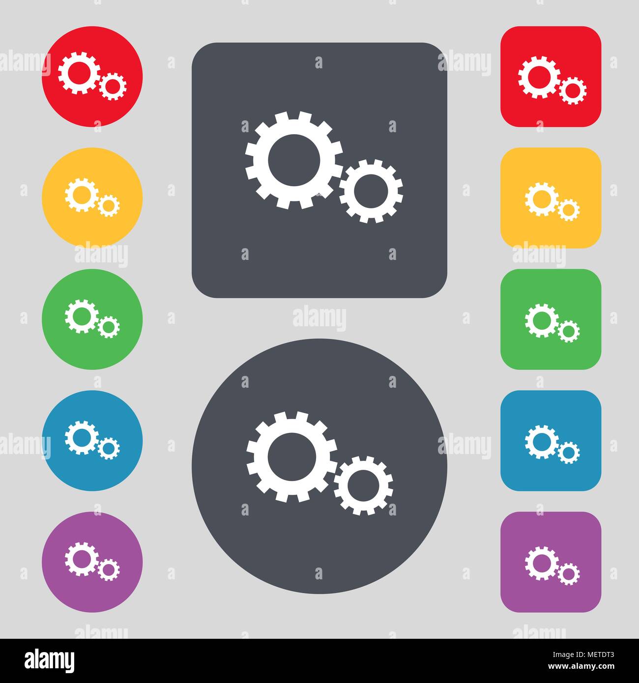 Cog settings sign icon. Cogwheel gear mechanism symbol. Set colourful ...