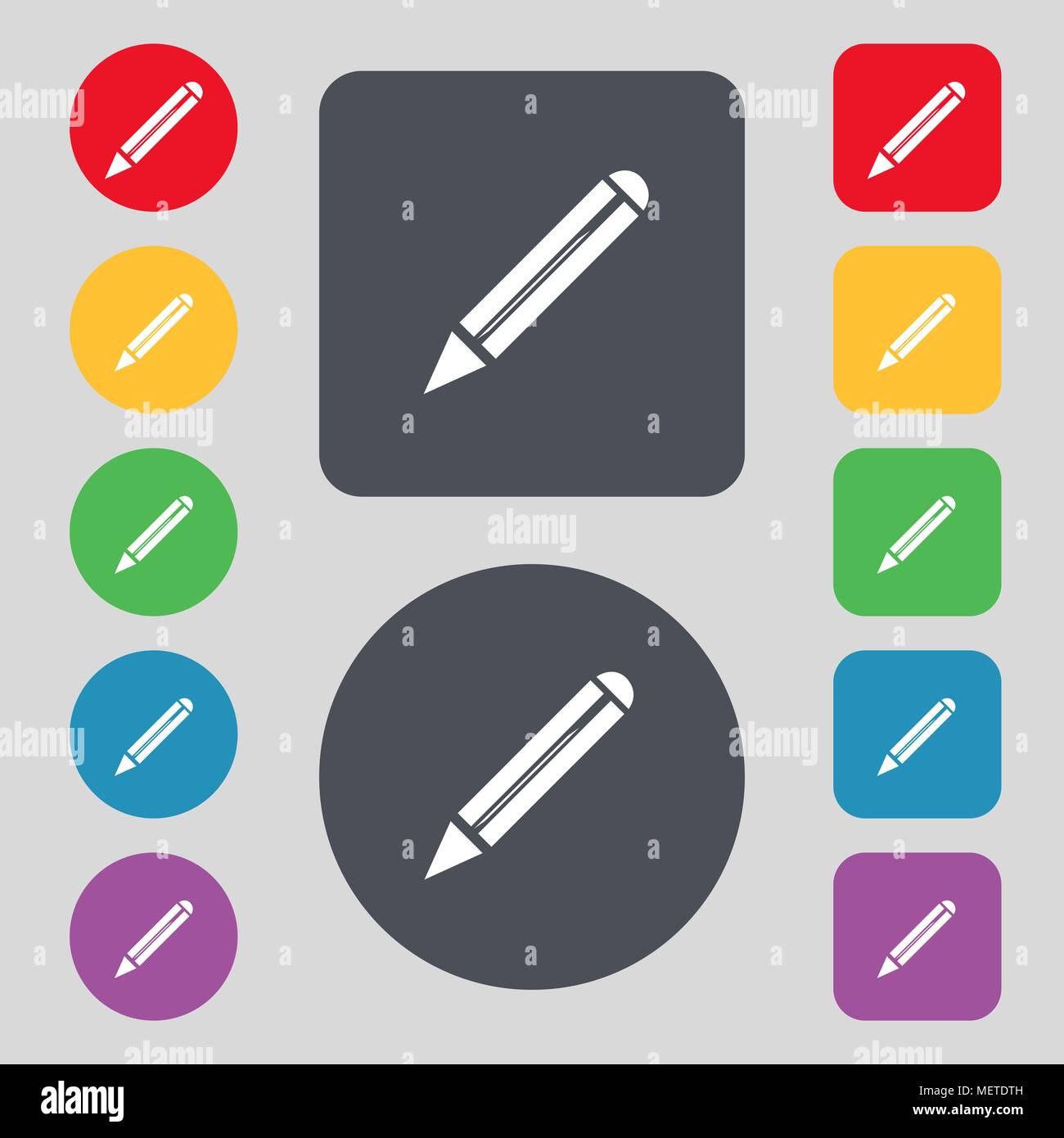 Pencil sign icon. Edit content button. Set colur buttons. Vector ...