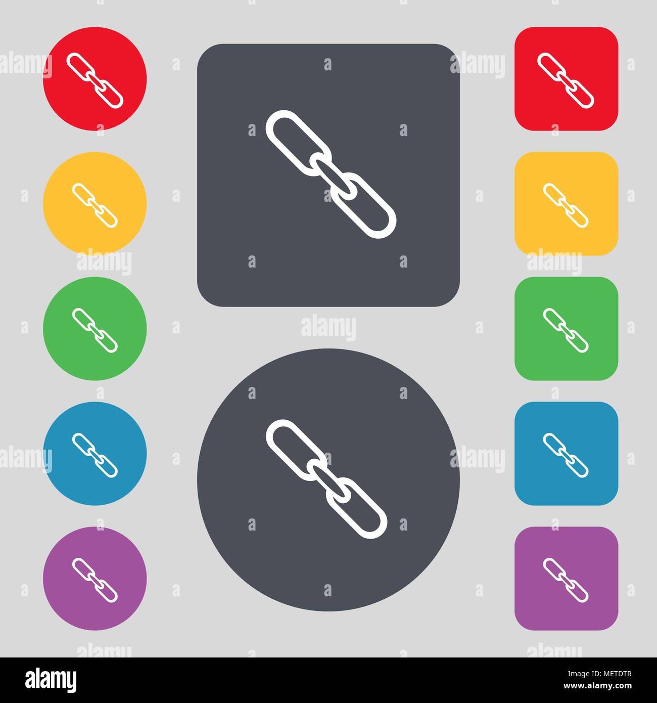 Link sign icon. Hyperlink chain symbol. Set colourful buttons. Vector ...