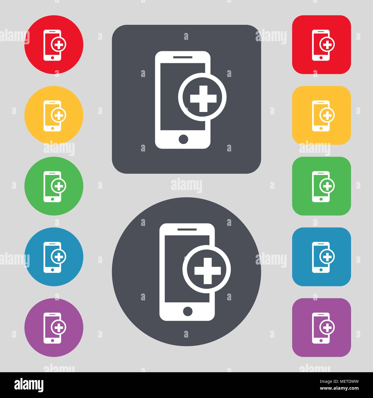 Mobile devices sign icon. mobile with symbol plus. Map pointers ...