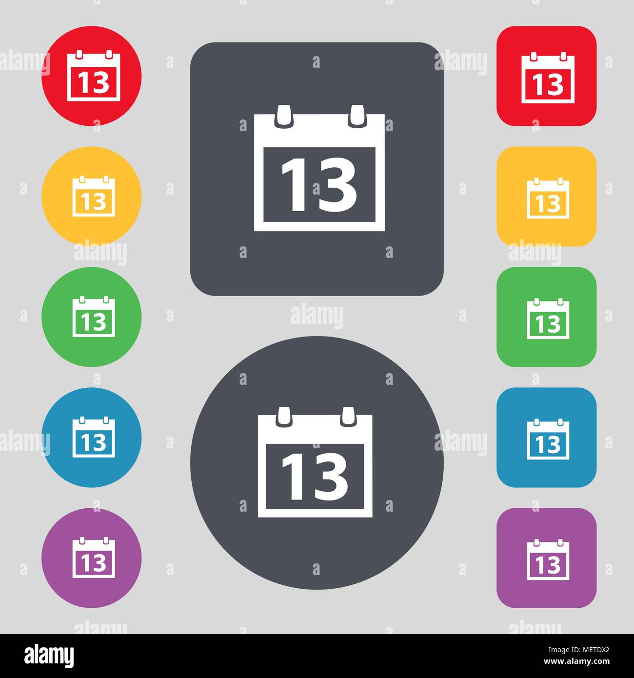 Calendar sign icon. days month symbol. Date button Set colur buttons ...