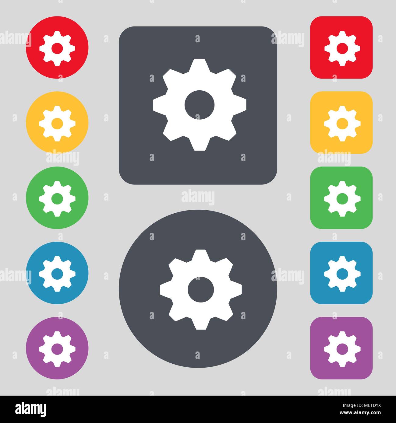 Cog settings sign icon. Cogwheel gear mechanism symbol. Set colourful ...
