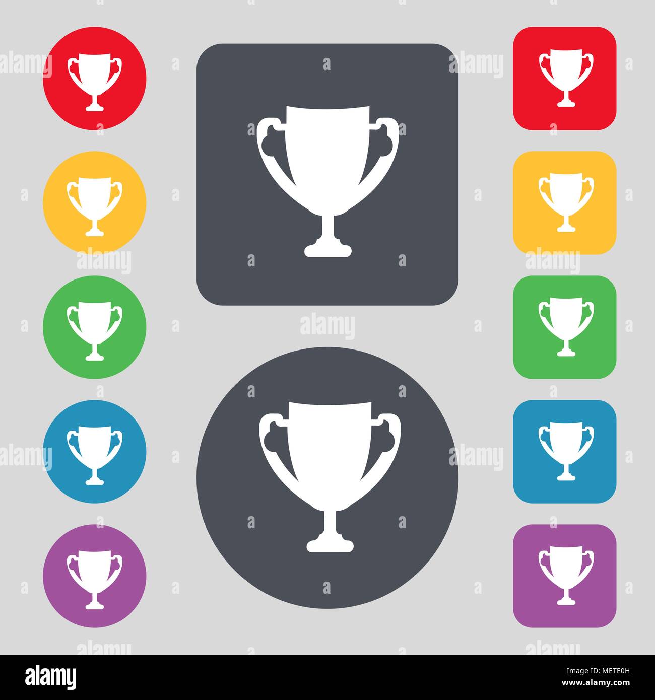 Winner cup sign icon. Awarding of winners symbol. Trophy. Set colourful ...