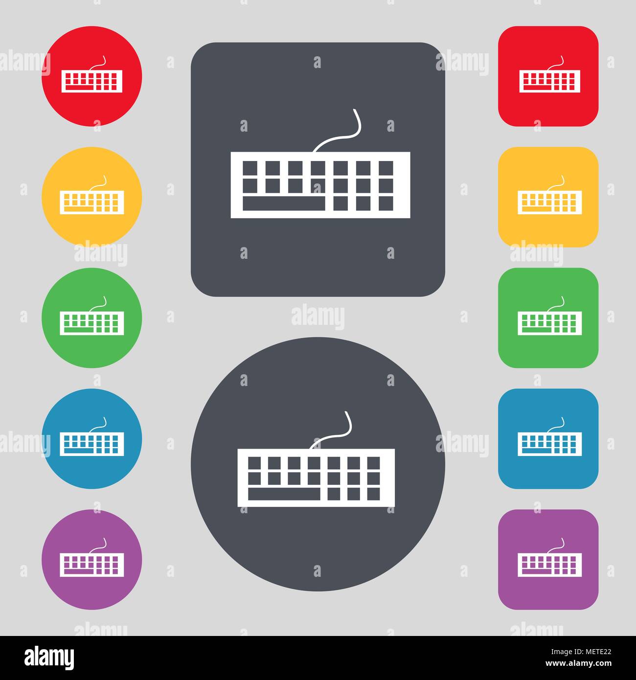 Computer keyboard Icon. Set colourful buttons. Vector illustration ...