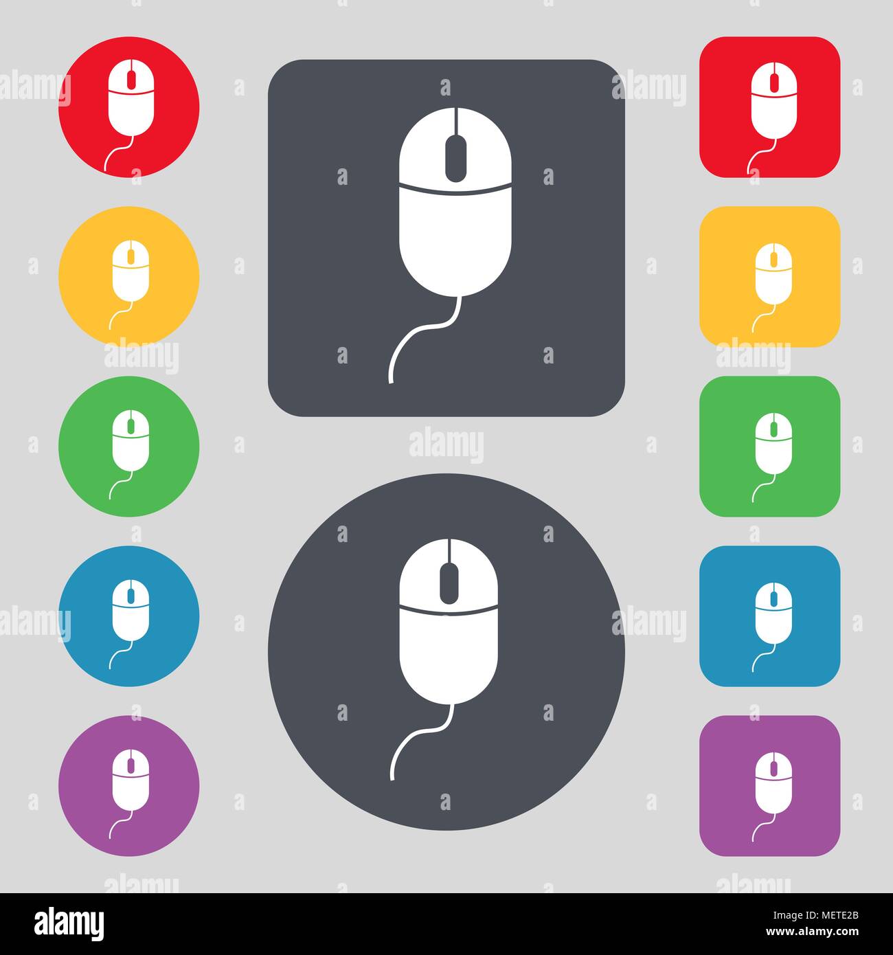 Computer mouse sign icon. Optical with wheel symbol. Set colourful ...