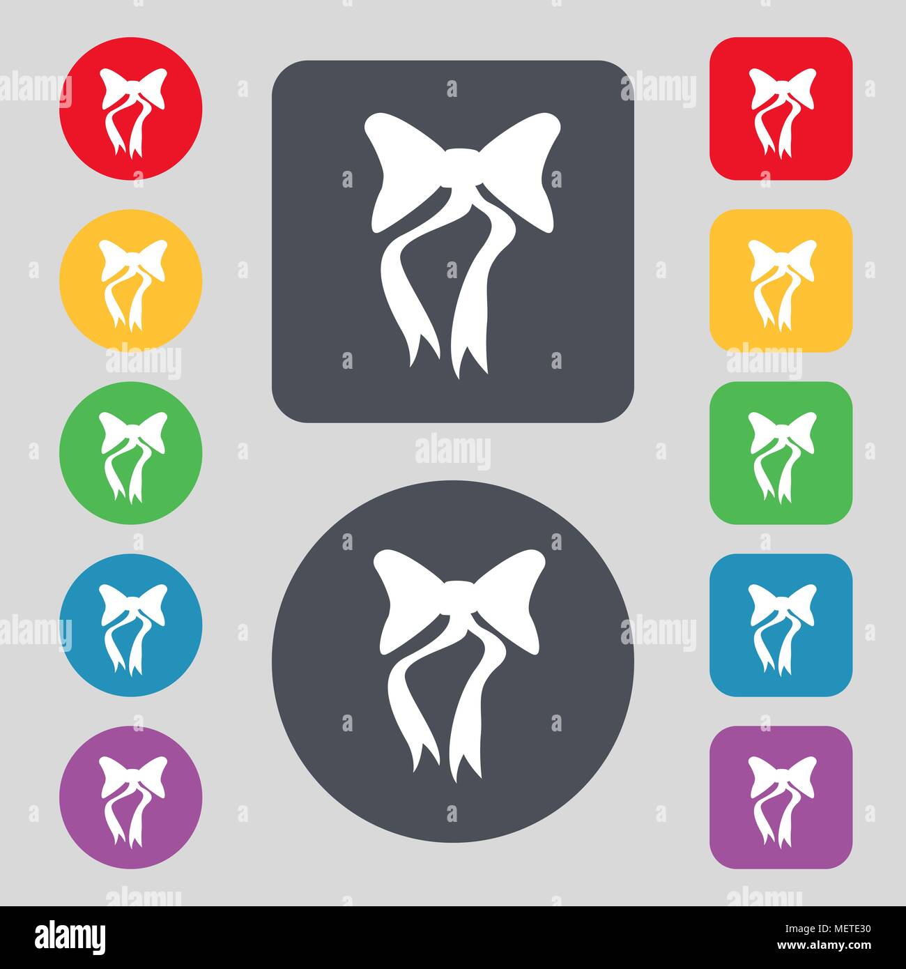 graphical decorative bows. Set colourful buttons. Vector illustration ...