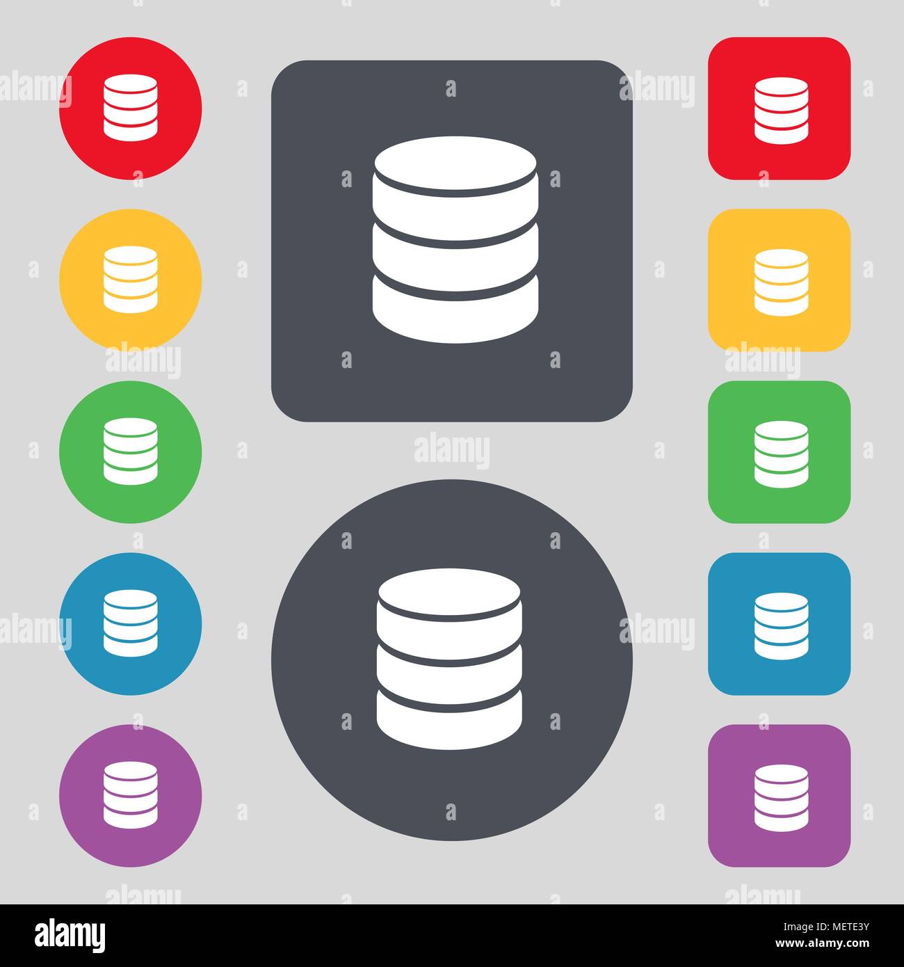 Hard disk and database sign icon. flash drive stick symbol. Set ...