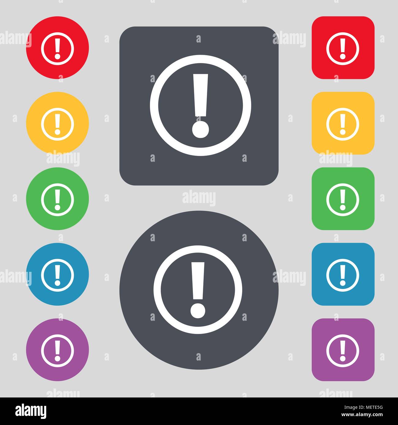 Attention sign icon. Exclamation mark. Hazard warning symbol. Set ...