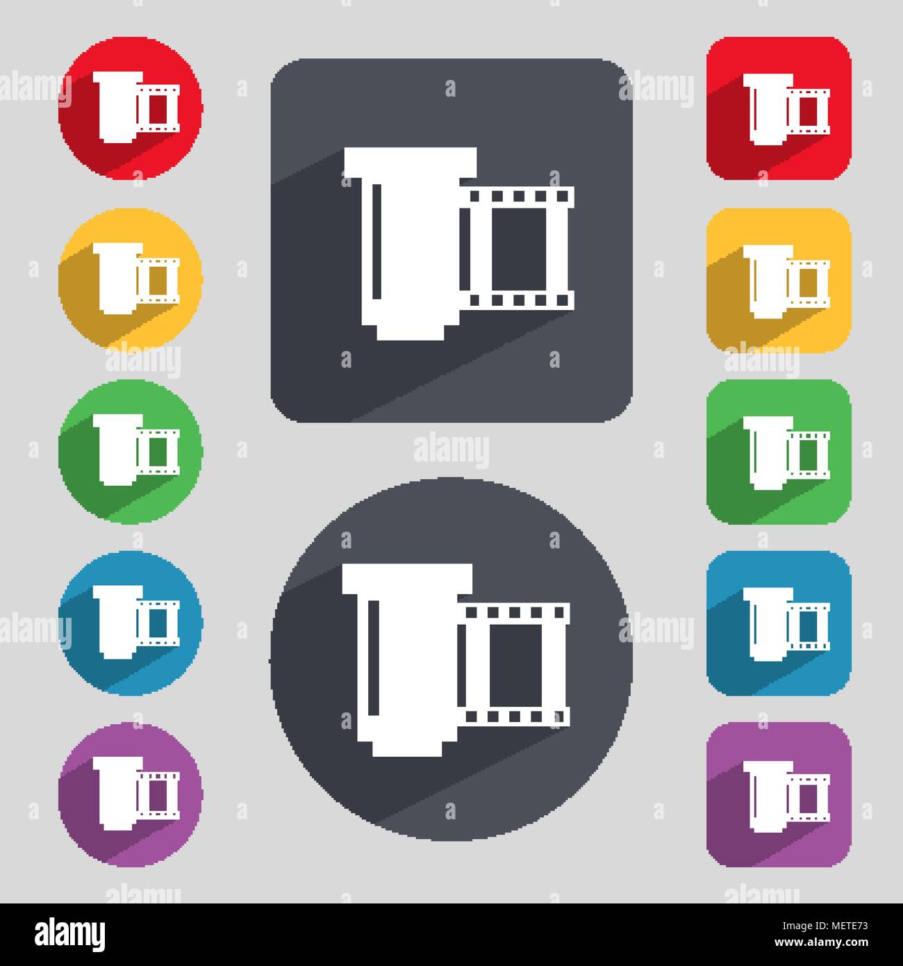 negative films icon symbol. Set of colourful buttons. Vector ...