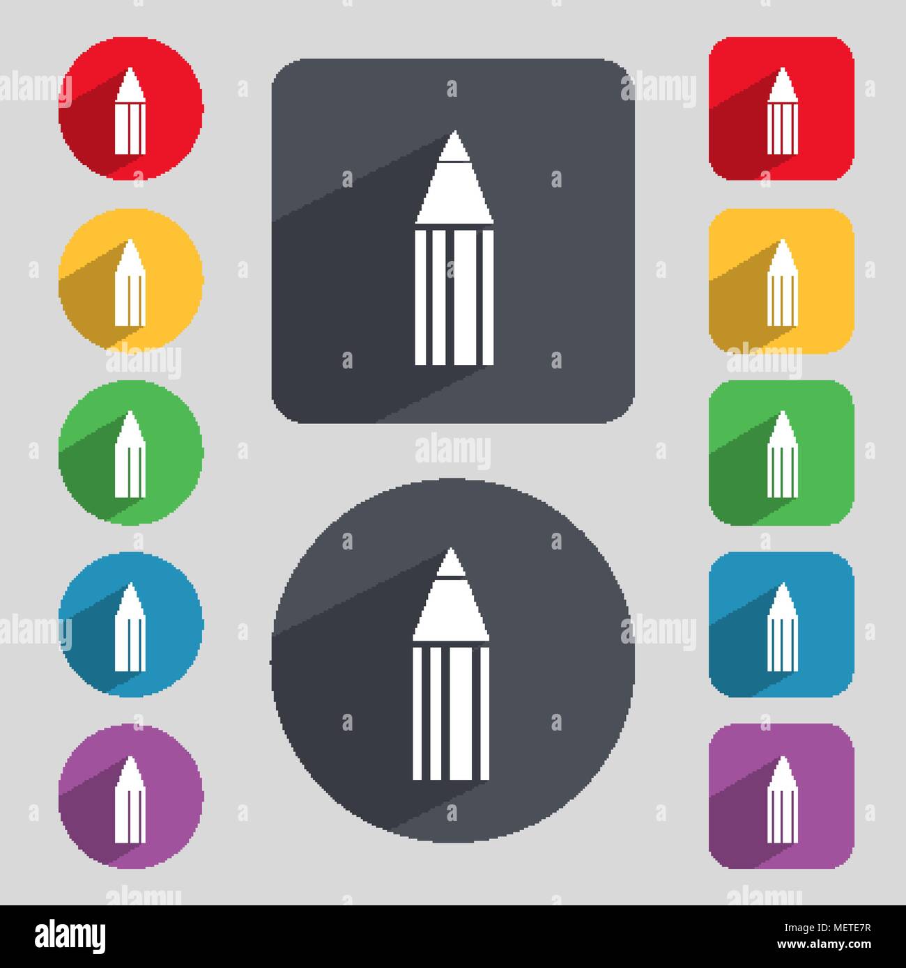 Pencil sign icon. Edit content button. Set of colored buttons. Vector ...