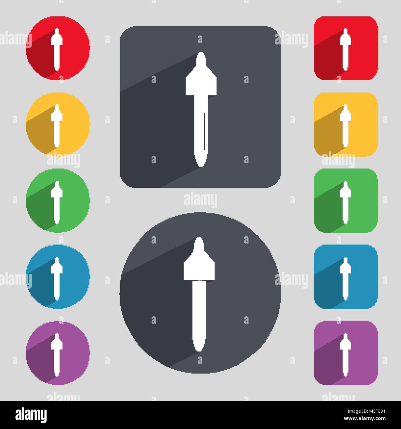 dropper sign icon. pipette symbol. Set of colored buttons. Vector ...