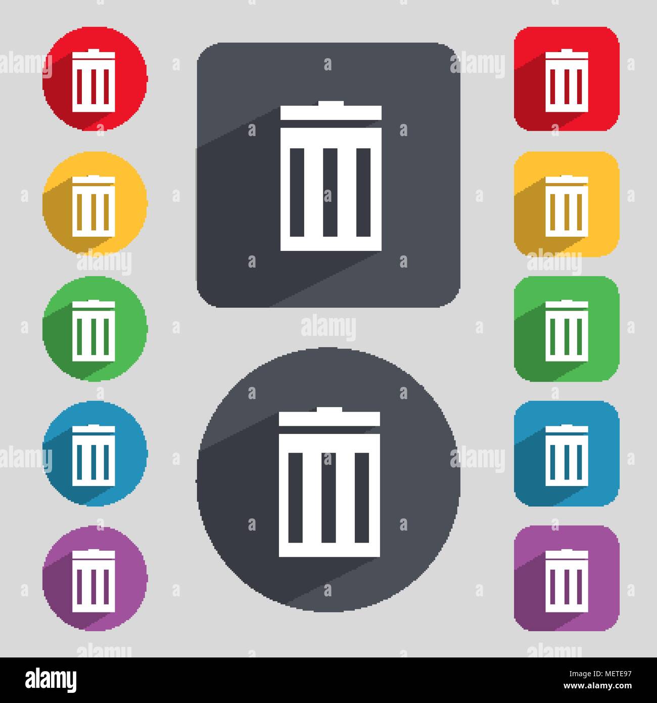 Recycle bin sign icon. Symbol. Set of colored buttons. Vector ...