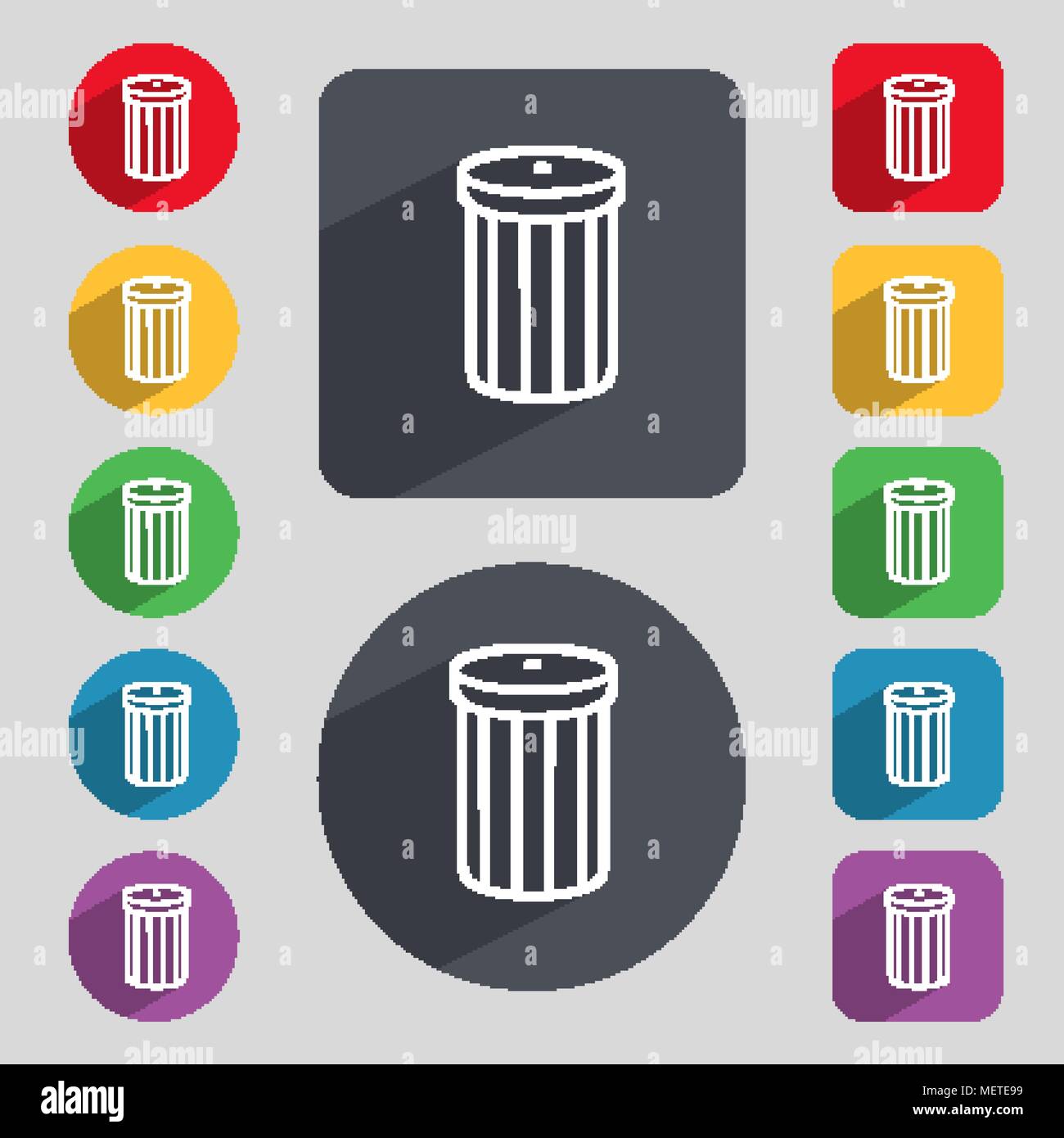 Recycle bin sign icon. Symbol. Set of colored buttons. Vector ...