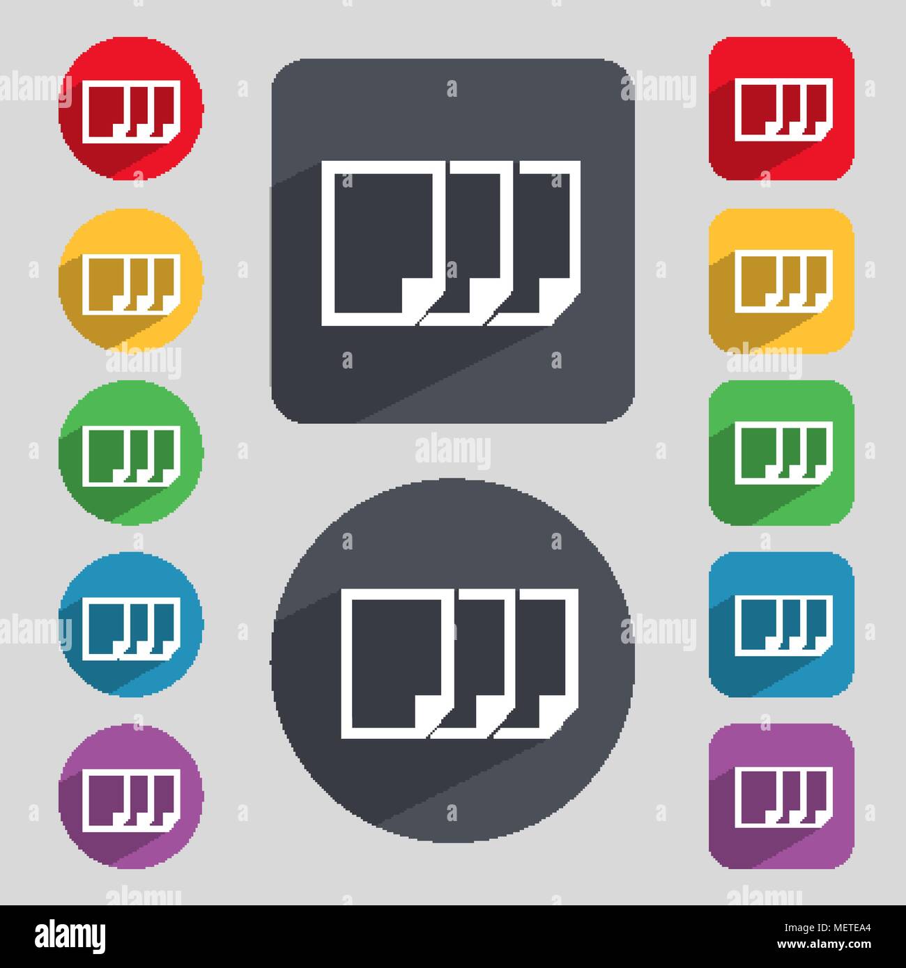 Copy File Sign Icon Duplicate Document Symbol Set Of Colored Buttons Vector Illustration