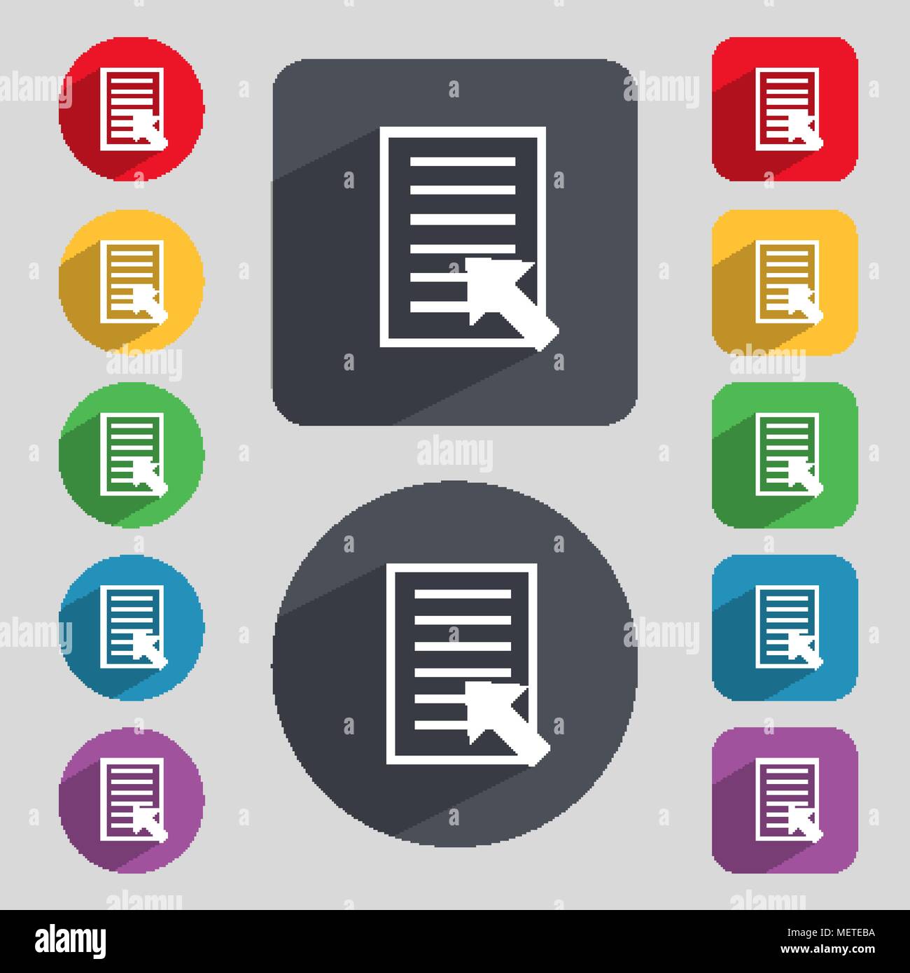 Text file sign icon. File document symbol. Set of colored buttons ...