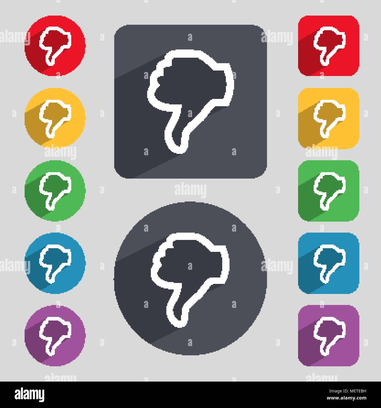 Dislike sign icon. Thumb down sign. Hand finger down symbol. Set of ...