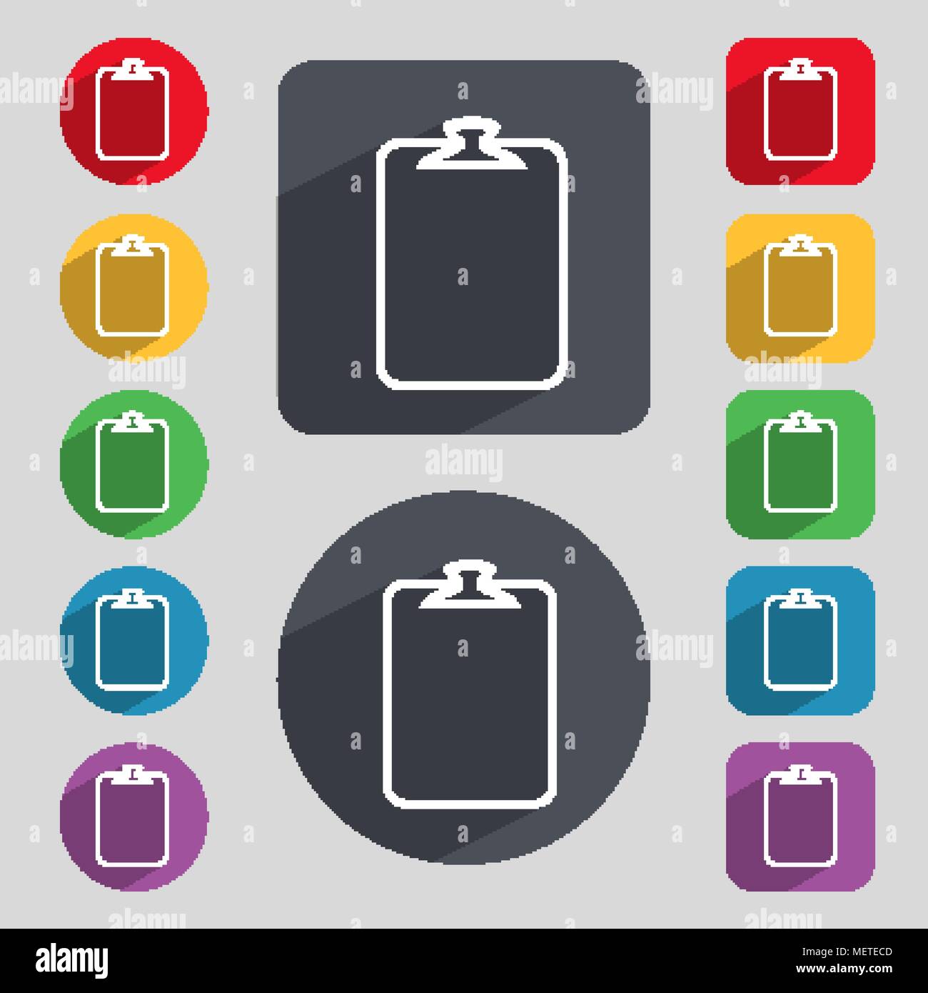 File annex icon. Paper clip symbol. Attach sign. Set of coloured ...