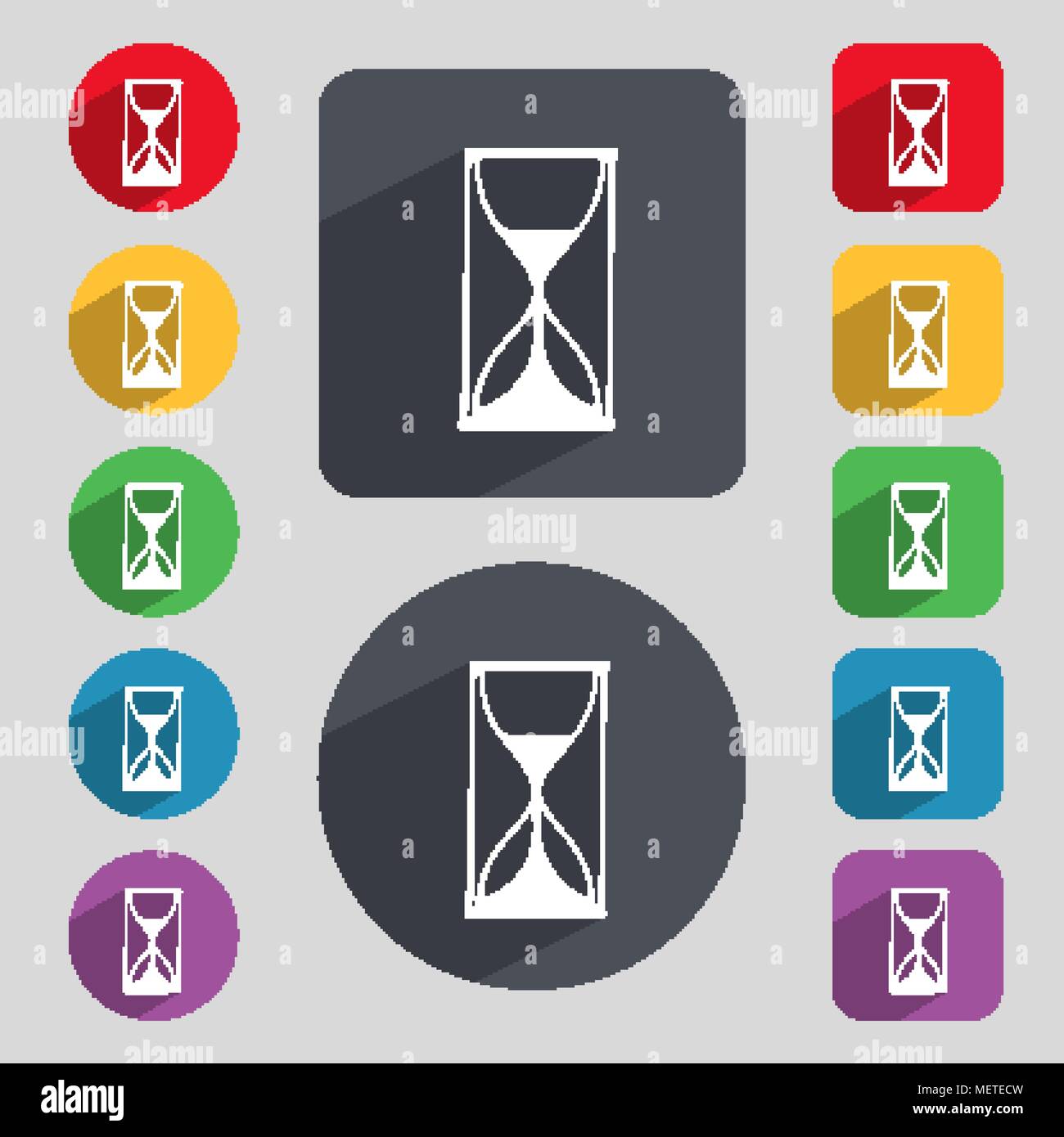 Hourglass sign icon. Sand timer symbol. Set of colour buttons. Vector ...