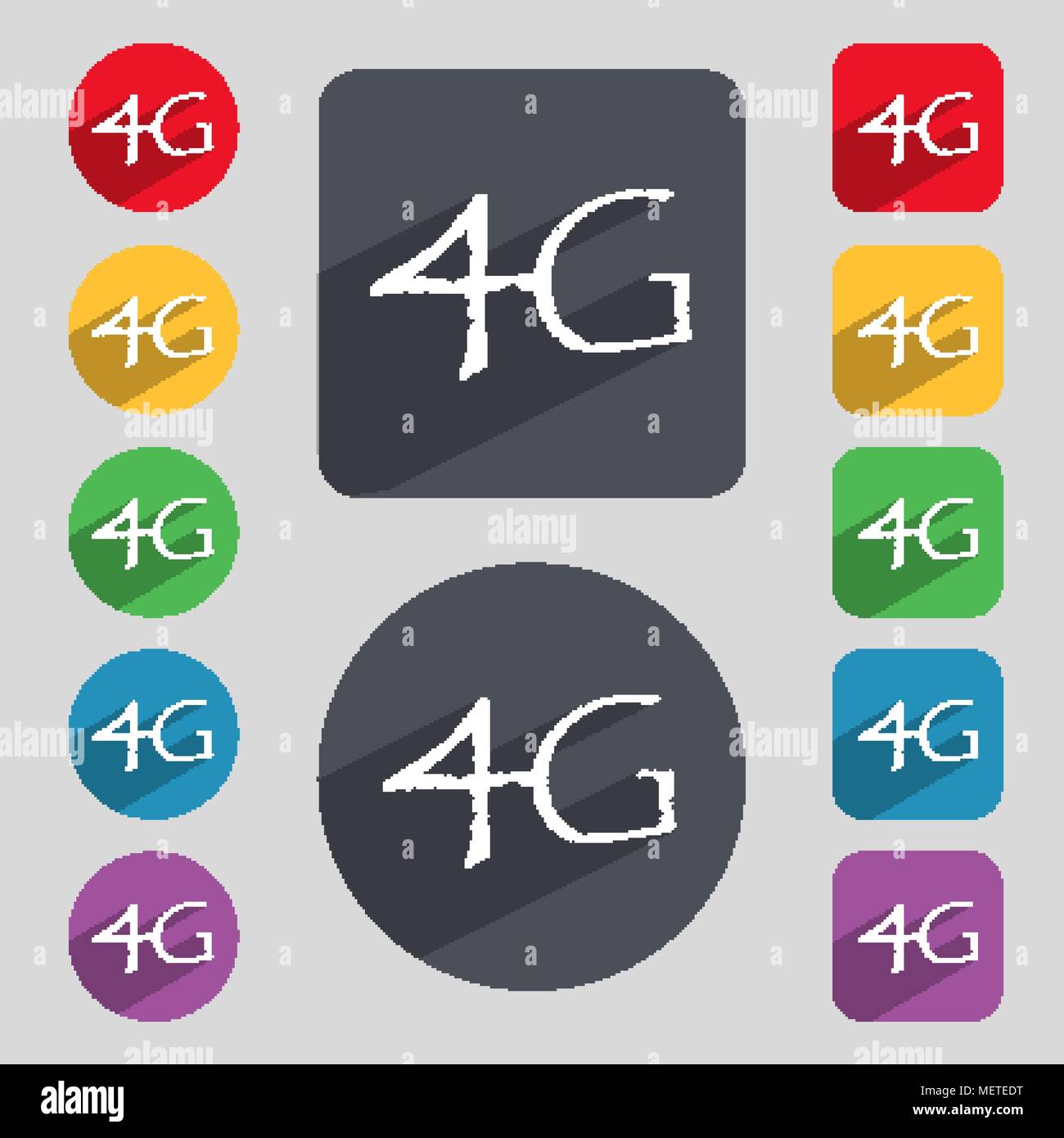 4G sign icon. Mobile telecommunications technology symbol. Set of ...