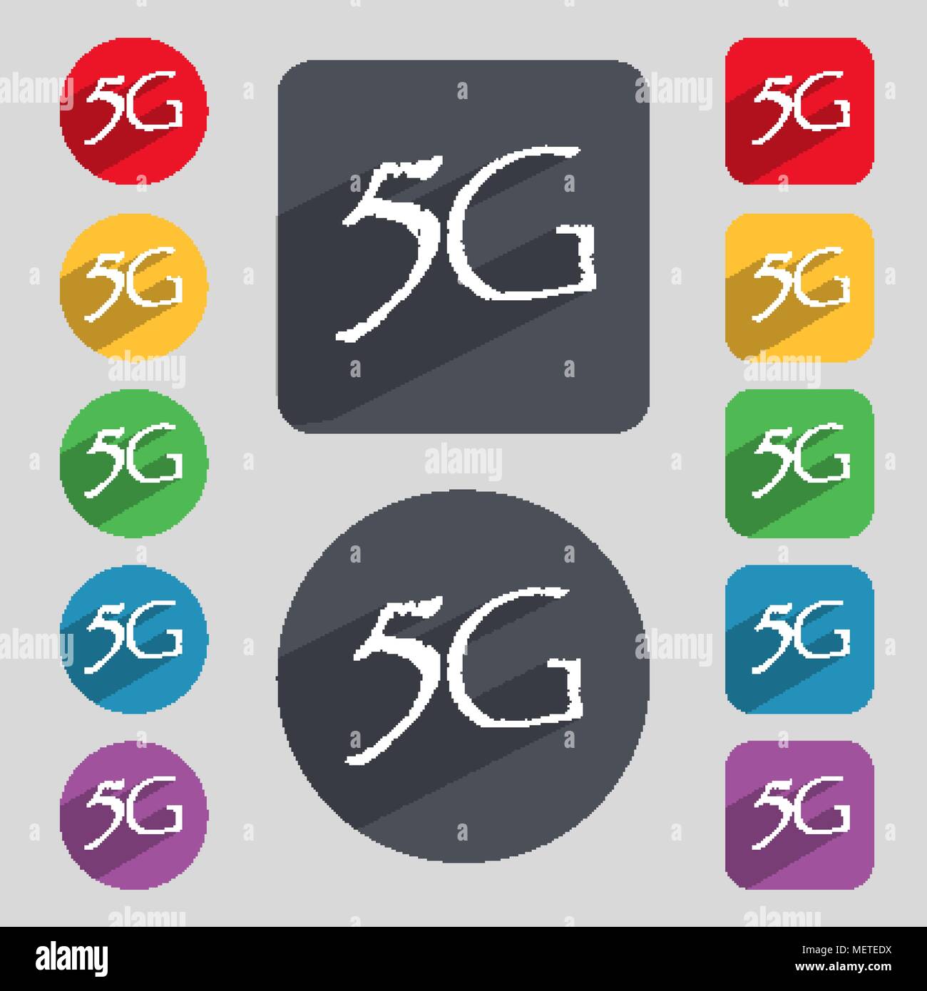 5G sign icon. Mobile telecommunications technology symbol. Set of ...