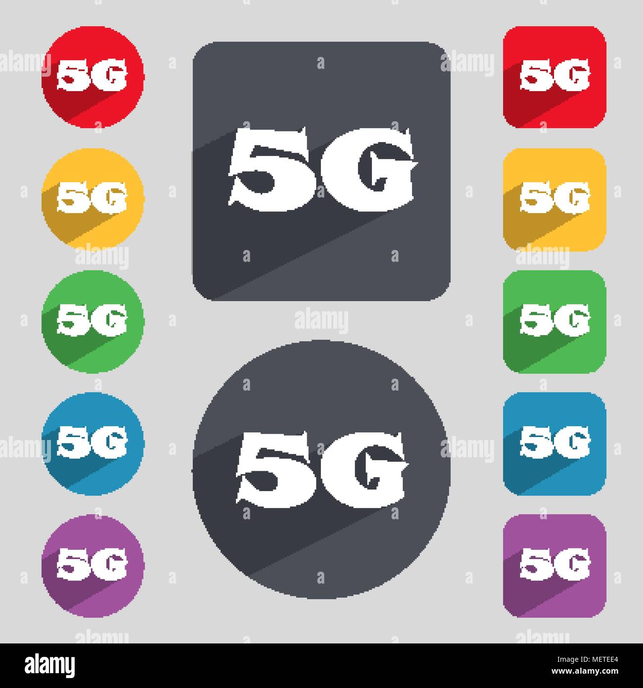 5G sign icon. Mobile telecommunications technology symbol. Set of ...
