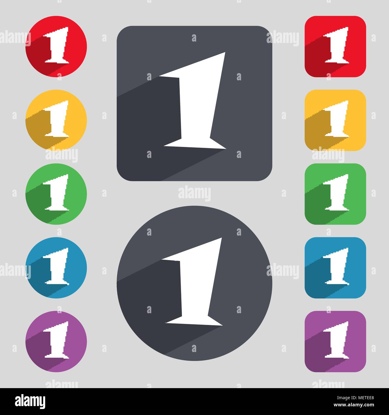 First place award sign. Winner symbol. Step one. Set of coloured ...