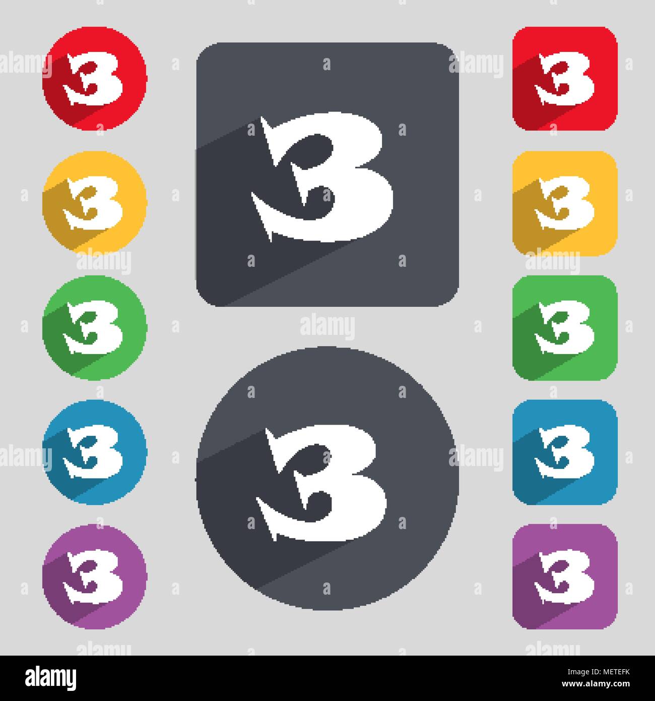 Third place award sign. Winner symbol. Step three. Set of coloured ...