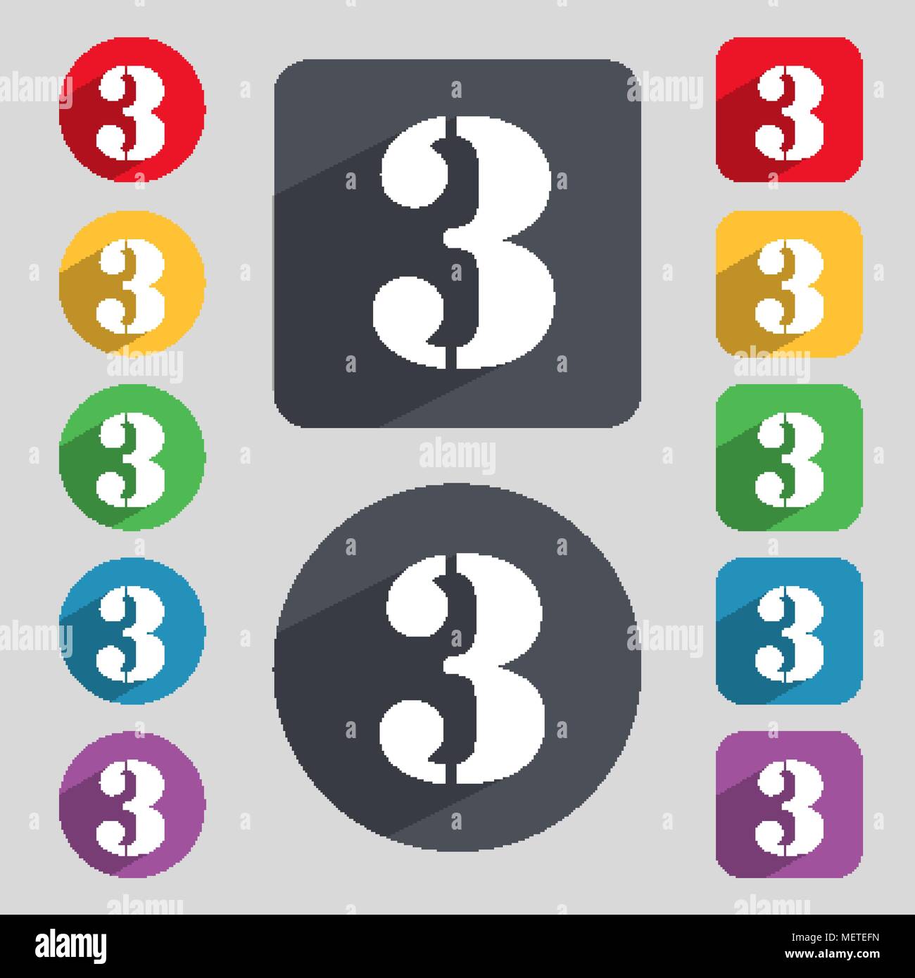 Third place award sign. Winner symbol. Step three. Set of coloured ...